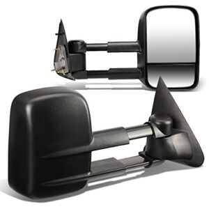 pair black power adjustment manual telescoping folding side towing mirrors compatible with ford f-150 f-250 97-04