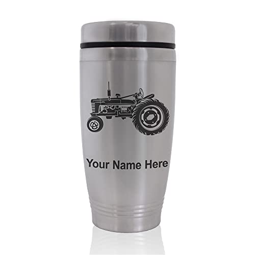 SkunkWerkz Commuter Travel Mug, Old Farm Tractor, Personalized Engraving Included