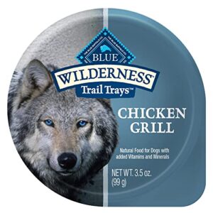 Blue Buffalo Wilderness Trail Trays High Protein, Natural Adult Wet Dog Food Cups, Chicken Grill 3.5-oz (Pack of 12)