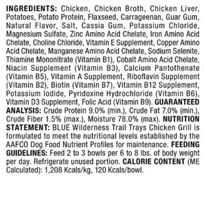 Blue Buffalo Wilderness Trail Trays High Protein, Natural Adult Wet Dog Food Cups, Chicken Grill 3.5-oz (Pack of 12)