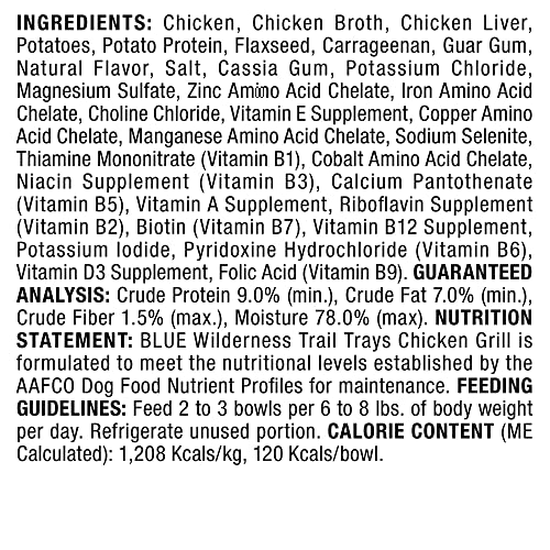 Blue Buffalo Wilderness Trail Trays High Protein, Natural Adult Wet Dog Food Cups, Chicken Grill 3.5-oz (Pack of 12)