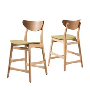 christopher knight home gavin counter chairs, 2-pcs set, green tea / oak finish