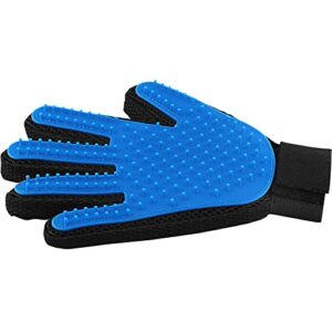 pet hair remover glove - gentle pet grooming glove brush - deshedding glove - massage mitt with enhanced five finger design - perfect for dogs & cats with long & short fur - 1 pack (right-hand), blue