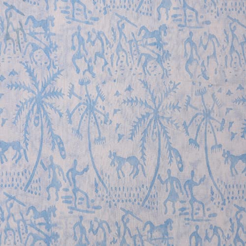 Trade Star Exports Indian Hand Block Print Cotton Voile Fabric by The Yard for Dressmaking, Crafting, Sewing, 3 Yard Handmade Kids Clothing Fabric Sanganeri Print Fabric (Pattern 10)