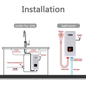 240V 5.5KW 4.5KW 3.5KW Instant Electric Hot Tankless Water Heater 3 Power Levels for Bathroom Kitchen RV Camping