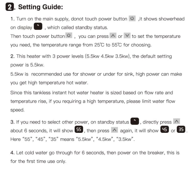 240V 5.5KW 4.5KW 3.5KW Instant Electric Hot Tankless Water Heater 3 Power Levels for Bathroom Kitchen RV Camping