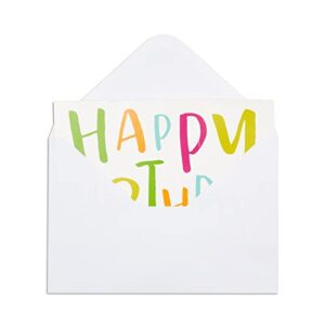 Happy Birthday Greeting Cards (48-Pack) - 6 Handwritten Modern Style, Colourful Designs - Blank on the Inside, Envelopes Included - 10 x 15 Centimetres