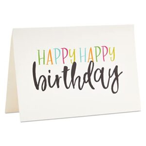 Happy Birthday Greeting Cards (48-Pack) - 6 Handwritten Modern Style, Colourful Designs - Blank on the Inside, Envelopes Included - 10 x 15 Centimetres