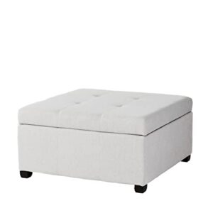 christopher knight home carlsbad fabric storage ottoman, light grey 35.00”d x 35.00”w x 18.50”h