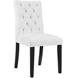 modway mo- duchess modern tufted button faux leather upholstered parsons, dining chair, white