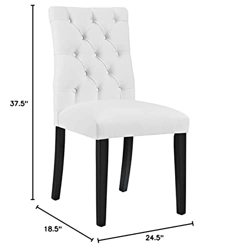 Modway MO- Duchess Modern Tufted Button Faux Leather Upholstered Parsons, Dining Chair, White