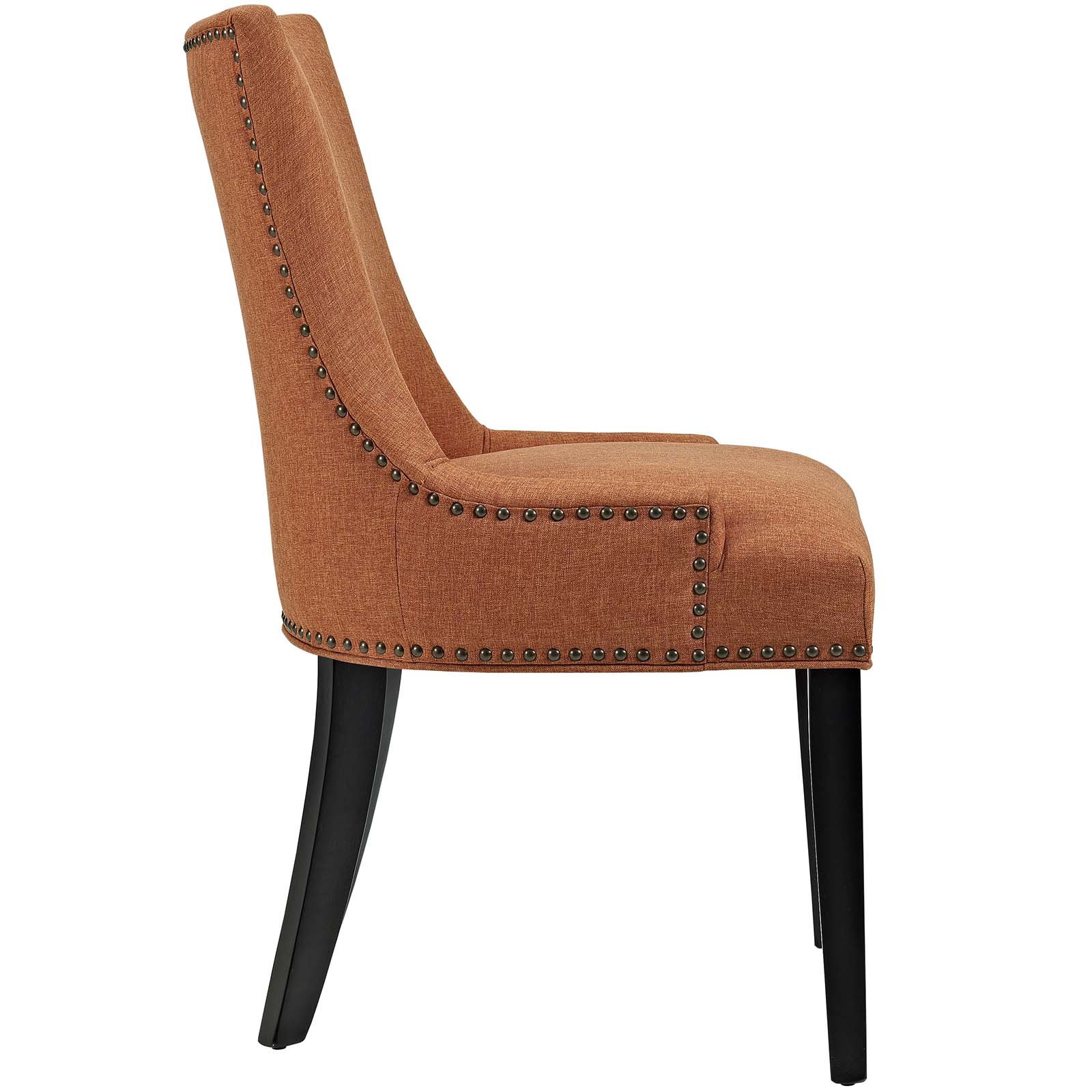 Modway Marquis Modern Upholstered Fabric Dining Chair with Nailhead Trim in Orange