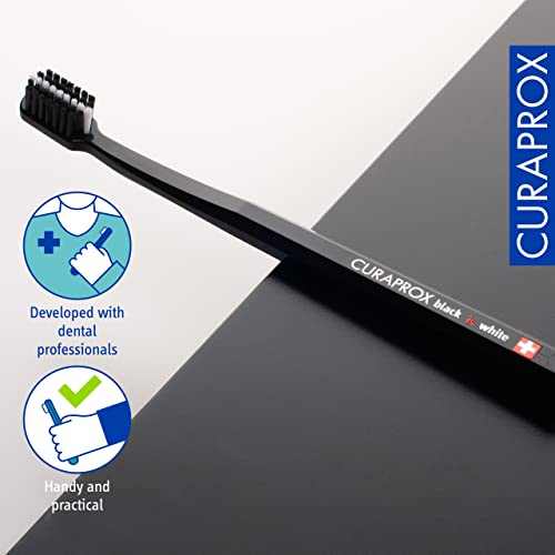 Curaprox Black is White Duo, Ultra-Soft Toothbrush, Black and White, Pack of 2