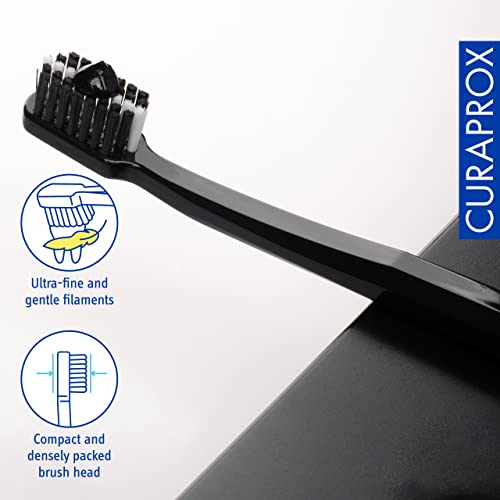 Curaprox Black is White Duo, Ultra-Soft Toothbrush, Black and White, Pack of 2