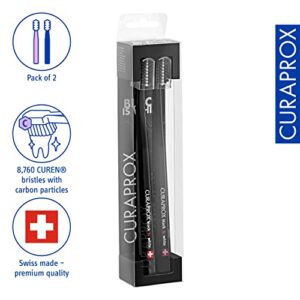 Curaprox Black is White Duo, Ultra-Soft Toothbrush, Black and White, Pack of 2