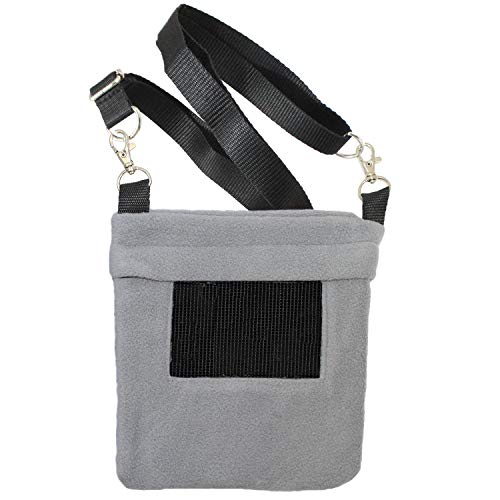 Exotic Nutrition Economy Carry Pouch (Grey) - Fleece Bonding Pouch - for Sugar Gliders, Marmosets, Squirrels, Degus, Hamsters, & Other Small Pets