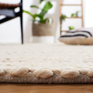 SAFAVIEH Natural Fiber Collection Accent Rug - 4' x 6', Bleach, Handmade Braided Woven Jute, Ideal for High Traffic Areas in Entryway, Living Room, Bedroom (NF212D)