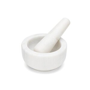 fox run mortar and pestle, marble, white , 4.75"