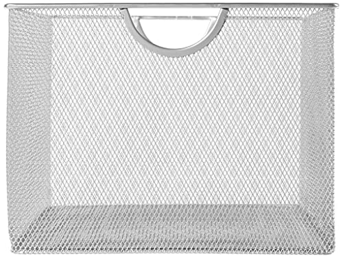 YBM HOME 2321-1116-198set Open Bin Storage Basket Organizer, Set of 3 13.25 x 8.5, 12 x 8 & 14.5 x 9, Silver, 3 Count