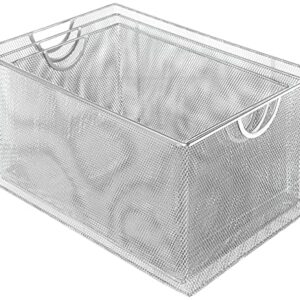 YBM HOME 2321-1116-198set Open Bin Storage Basket Organizer, Set of 3 13.25 x 8.5, 12 x 8 & 14.5 x 9, Silver, 3 Count