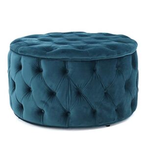 christopher knight home zelfa velvet ottoman, dark teal