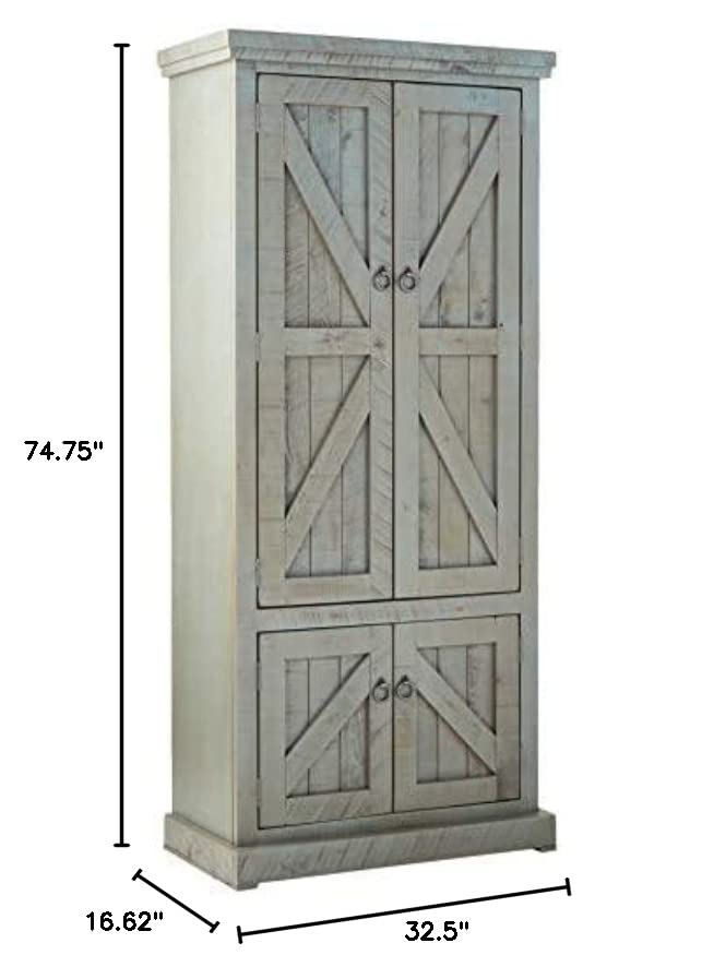 American Heartland Rustic Double Door Pantry, Rustic Dark Blue