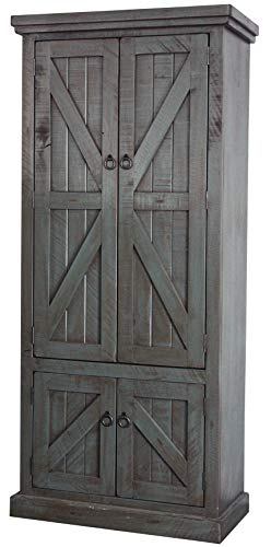 American Heartland Rustic Double Door Pantry, Rustic Dark Blue