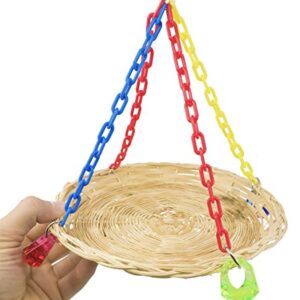 Bonka Bird Toys 1186 Flat Basket Swing Cages Parrot Natural Cockatiel Parakeet Quality Product Hand Made in The USA