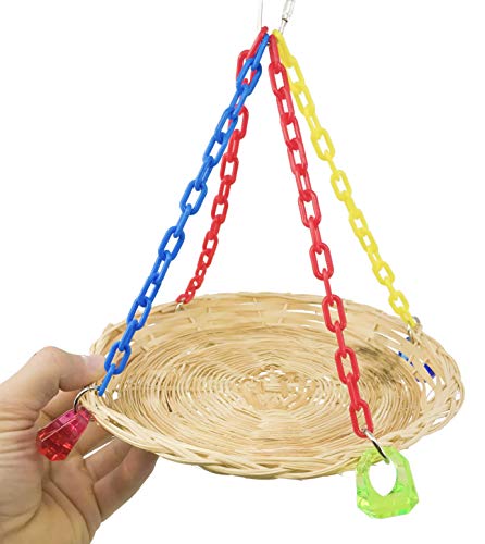 Bonka Bird Toys 1186 Flat Basket Swing Cages Parrot Natural Cockatiel Parakeet Quality Product Hand Made in The USA