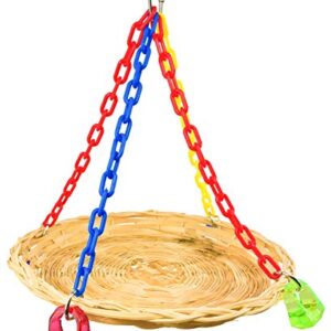 Bonka Bird Toys 1186 Flat Basket Swing Cages Parrot Natural Cockatiel Parakeet Quality Product Hand Made in The USA