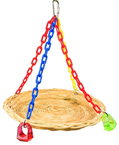 Bonka Bird Toys 1186 Flat Basket Swing Cages Parrot Natural Cockatiel Parakeet Quality Product Hand Made in The USA