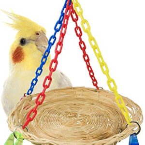 Bonka Bird Toys 1186 Flat Basket Swing Cages Parrot Natural Cockatiel Parakeet Quality Product Hand Made in The USA