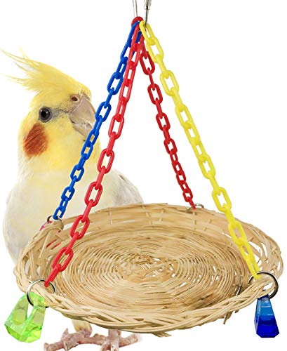 Bonka Bird Toys 1186 Flat Basket Swing Cages Parrot Natural Cockatiel Parakeet Quality Product Hand Made in The USA