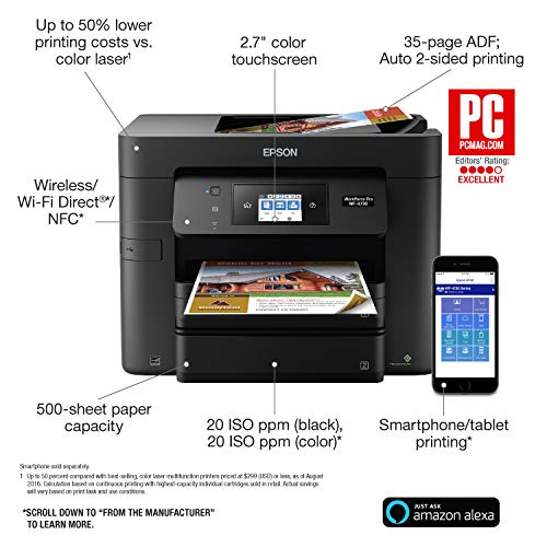 Epson WorkForce Pro WF-4730 Wireless All-in-One Color Inkjet Printer, Copier, Scanner with Wi-Fi Direct, Amazon Dash Replenishment Ready