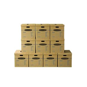 bankers box smoothmove classic moving boxes, tape-free assembly, easy carry handles, large, 21 x 17 x 17 inches, 10 pack