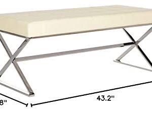 Safavieh Home Collection Micha Modern Glam Cream Bench