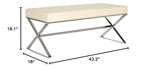 Safavieh Home Collection Micha Modern Glam Cream Bench