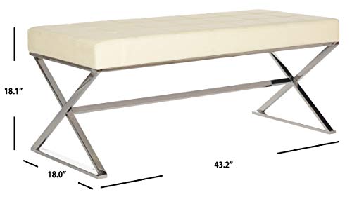 Safavieh Home Collection Micha Modern Glam Cream Bench