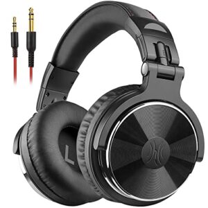 oneodio wired over ear headphones hi-res studio monitor & mixing dj stereo headsets with 50mm neodymium drivers and 1/4 to 3.5mm audio jack for amp computer recording phone piano guitar laptop - black