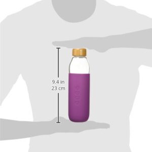 Soma 17 oz. BPA-free Wide Mouth Glass Water Bottle with Silicone Sleeve, Eggplant