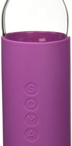 Soma 17 oz. BPA-free Wide Mouth Glass Water Bottle with Silicone Sleeve, Eggplant