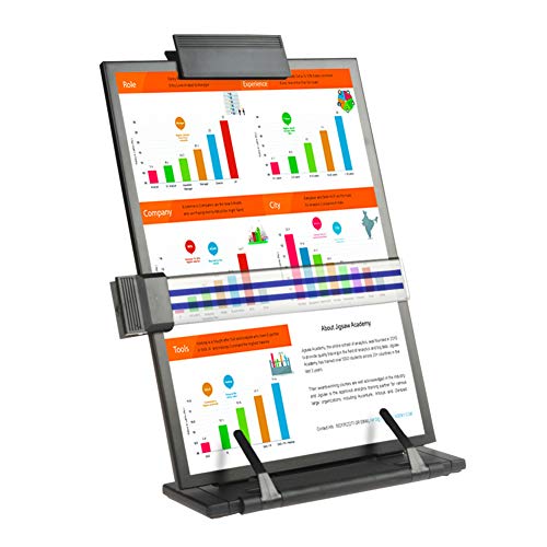 Desktop Document Book Holder with 7 Adjustable Positions for Easy Viewing Typing Reading Speech, Copy Paper Holders with Clip and Line Guide, Hold Letter Legal A4 Documents Music Up to 150 Sheets