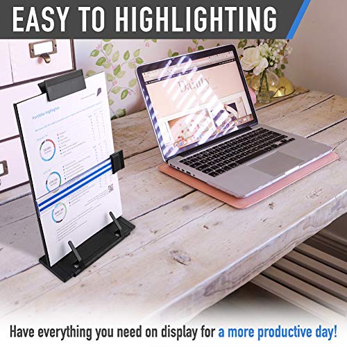 Desktop Document Book Holder with 7 Adjustable Positions for Easy Viewing Typing Reading Speech, Copy Paper Holders with Clip and Line Guide, Hold Letter Legal A4 Documents Music Up to 150 Sheets