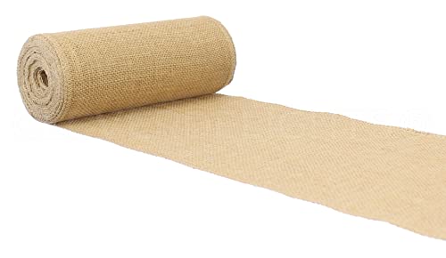 CleverDelights 9" Premium Burlap Roll - 10 Yards - No-Fray Finished Edges - Natural Jute Burlap Fabric