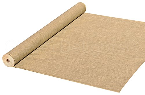 CleverDelights 60" Premium Burlap Roll - 10 Yards - No-Fray Finished Edges - Natural Tight Weave Fabric