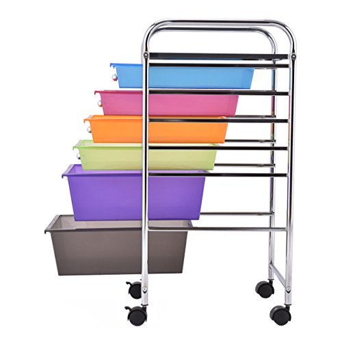 Giantex 6 Storage Drawer Cart Rolling Organizer Cart for Tools Scrapbook Paper Home Office School Multipurpose Mobile Utility Cart (Multicolor)