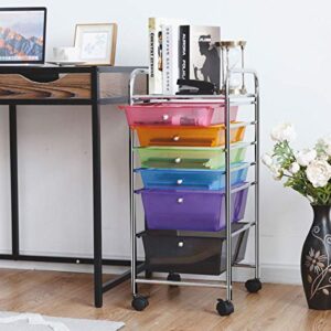 Giantex 6 Storage Drawer Cart Rolling Organizer Cart for Tools Scrapbook Paper Home Office School Multipurpose Mobile Utility Cart (Multicolor)