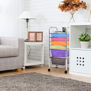 Giantex 6 Storage Drawer Cart Rolling Organizer Cart for Tools Scrapbook Paper Home Office School Multipurpose Mobile Utility Cart (Multicolor)