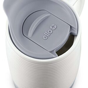 Ello Jane Ceramic Travel Mug with Handle, Splash-Resistant Slider Lid and Built in Coaster, Perfect for Coffee and Tea, BPA Free, Dishwasher Safe, Gray, 18oz