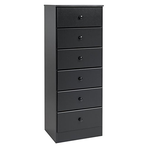 BOWERY HILL 52" Tall 6 Drawer Lingerie Chest/Storage Chest with Wood Knobs in Black